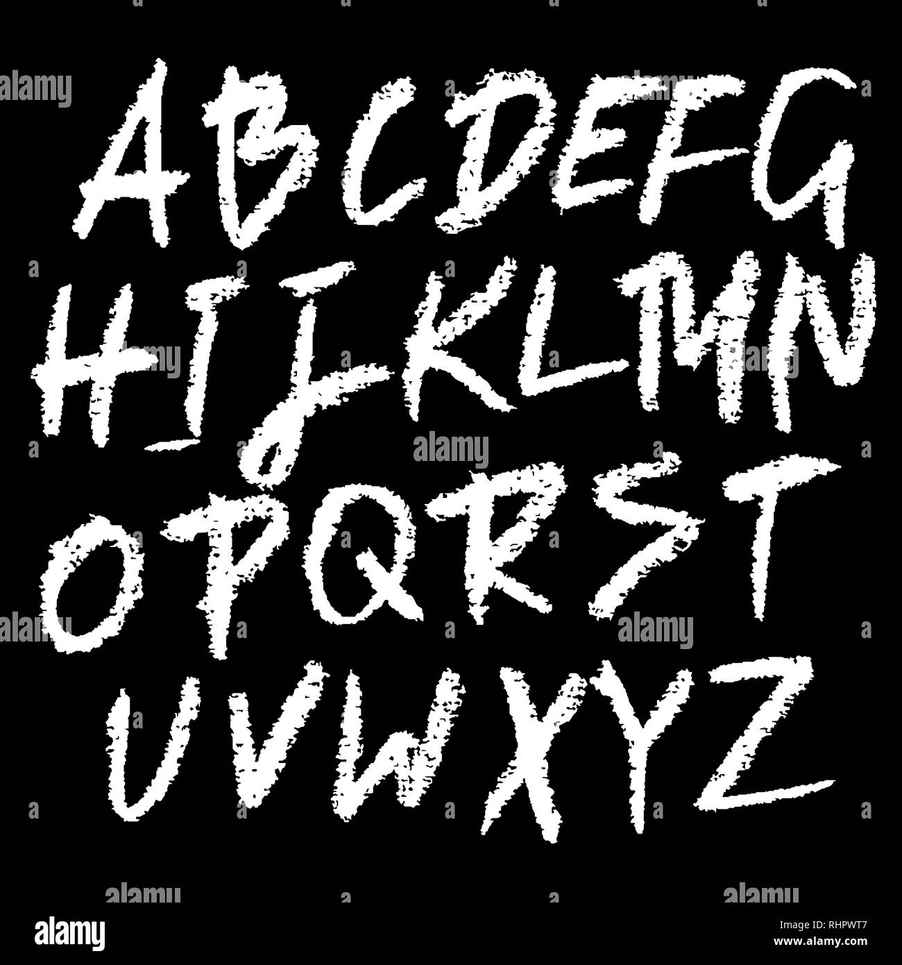 Chalk textured font. Grunge script on chalkboard. Vector calligraphy ...