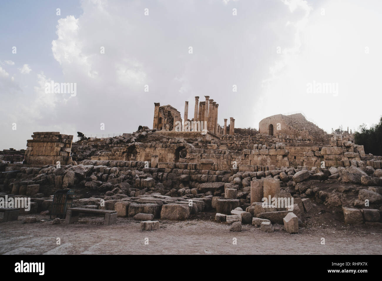 Ancient Jerash ruins, Jordan. Archaeological excavations in the old ...