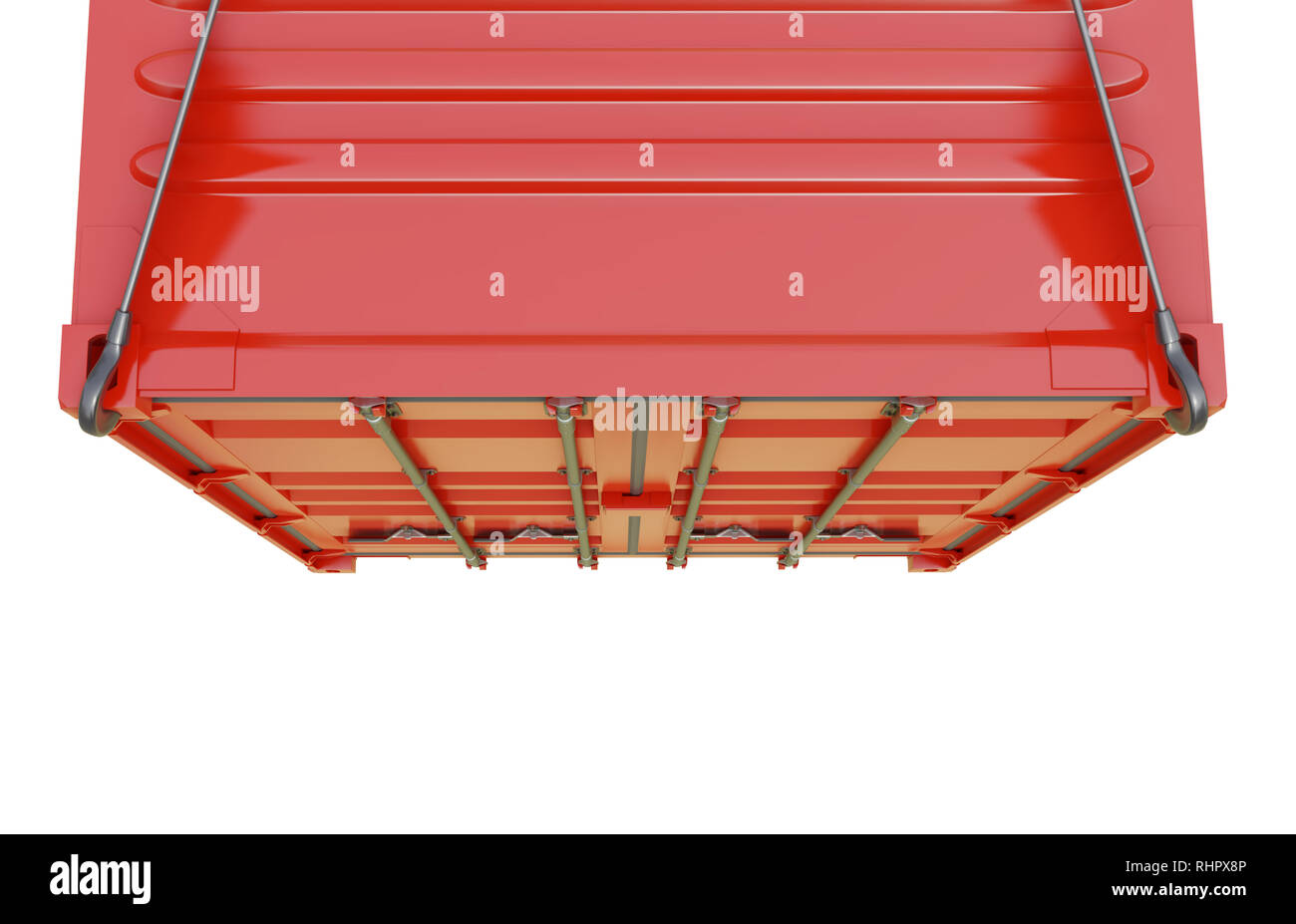 Perspective close-up of red container's door Stock Photo - Alamy