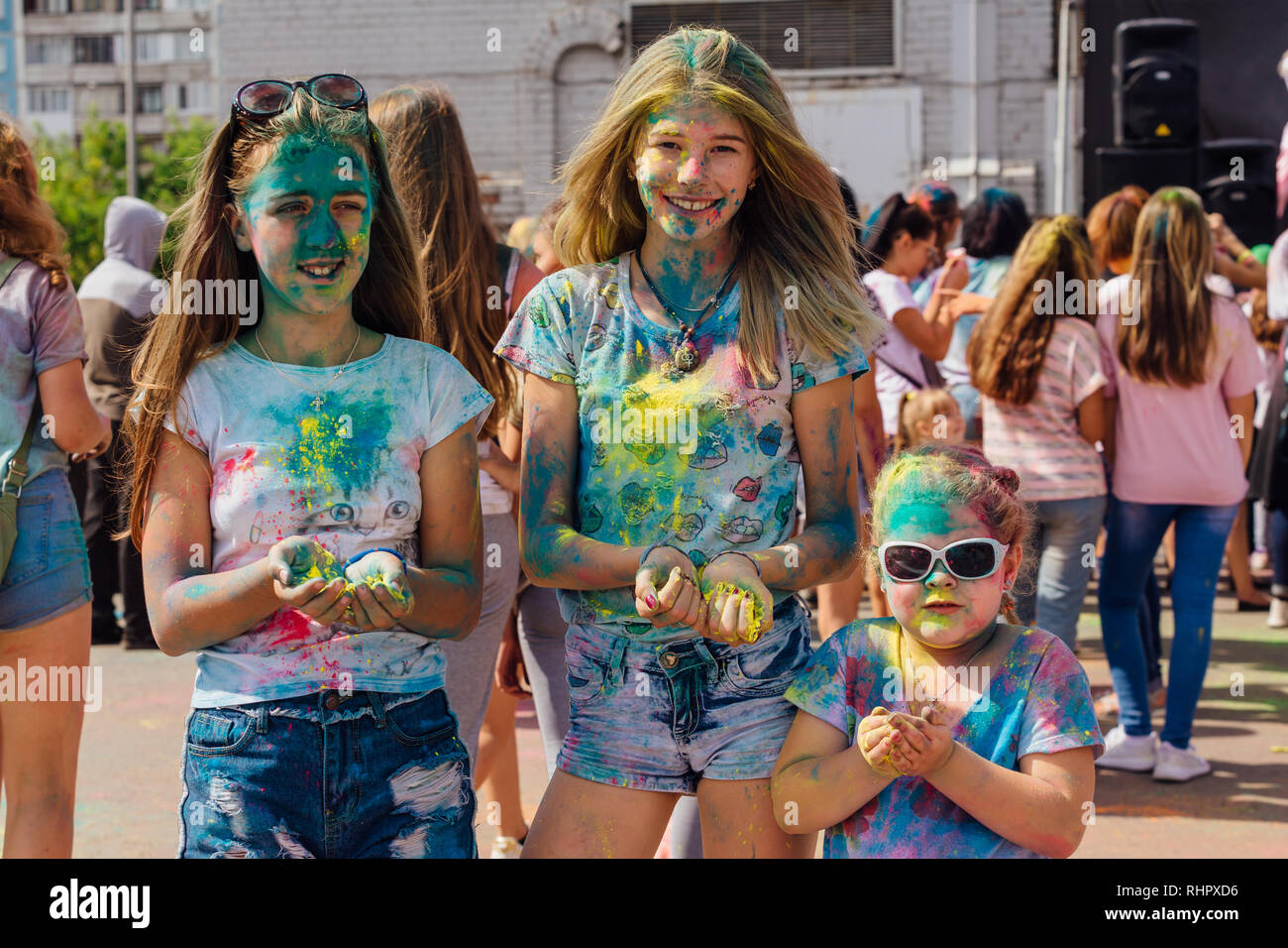 Teenagers on the Holi festival. Young people with colorful holi powder Stock Photo - Alamy