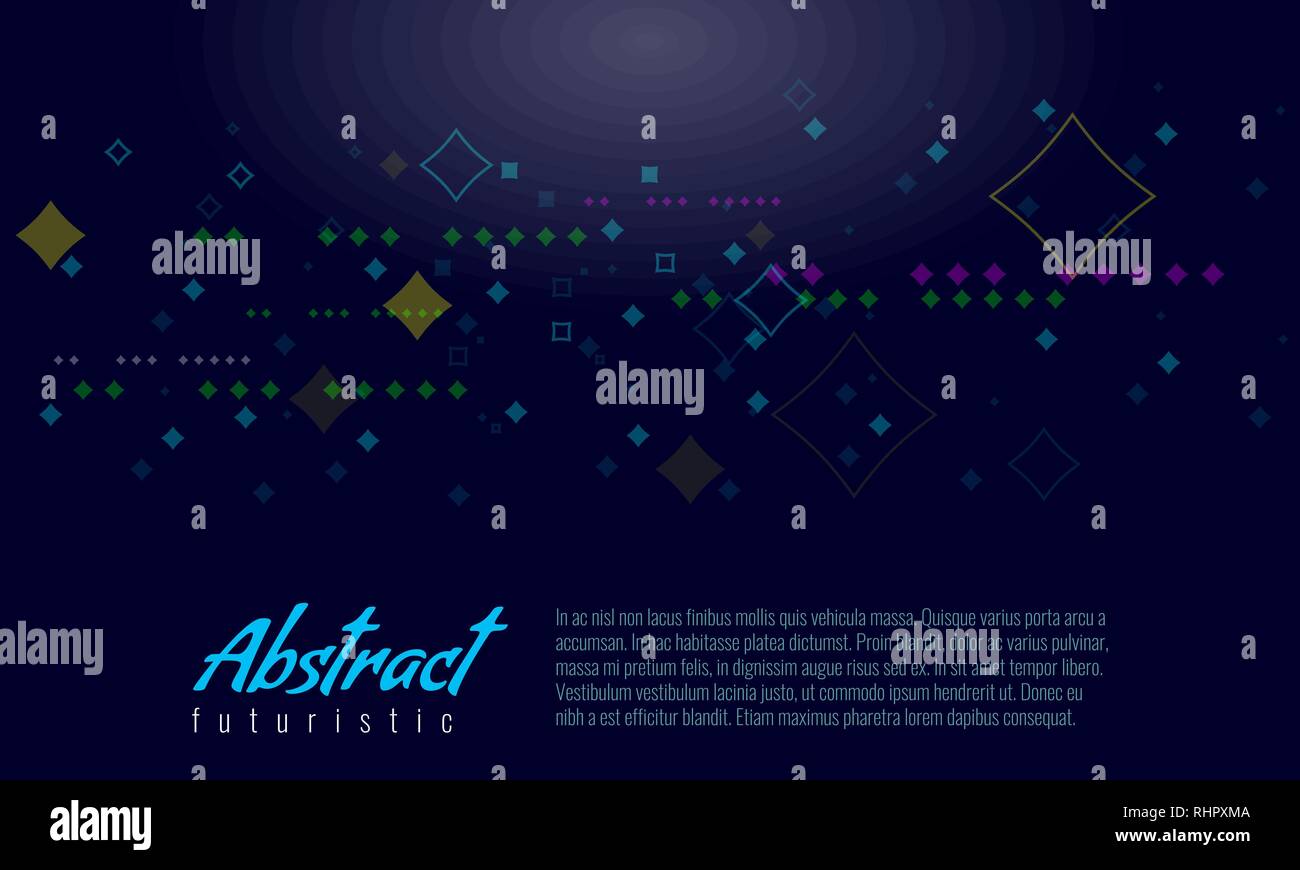 Abstract digital dot and rectangle elements on blue background. Vector ...