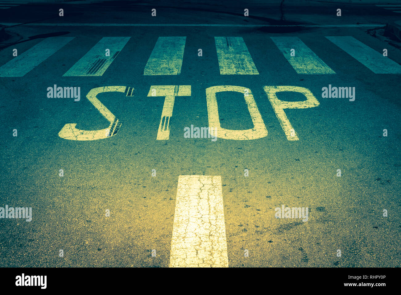 Stop marking on pavement hi-res stock photography and images - Alamy