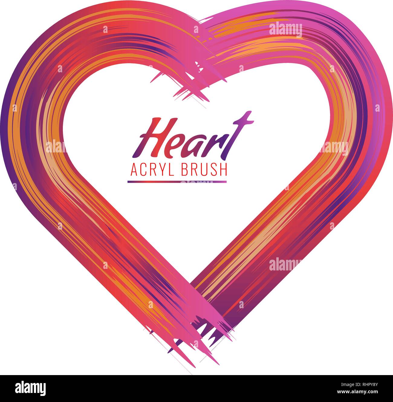 Hand-drawn painted heart or acrylic brush heart frame. Vector ...