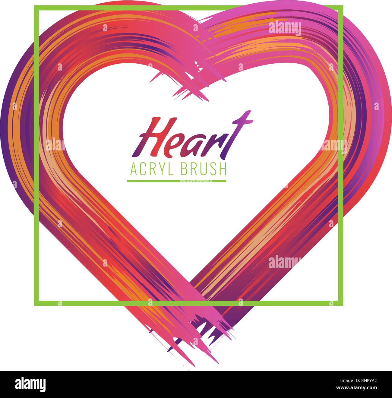 Hand-drawn painted heart or acrylic brush heart frame. Vector ...