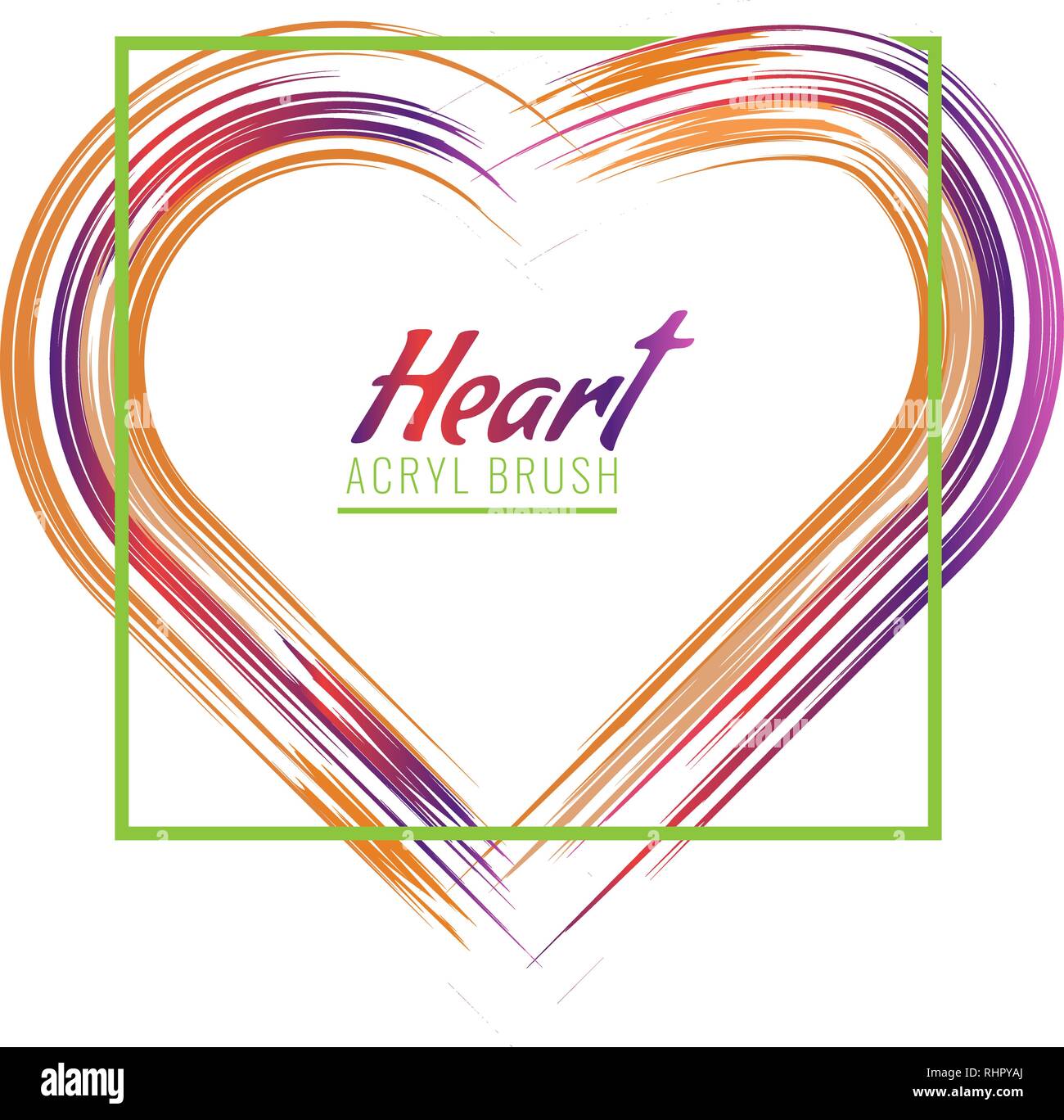 Hand-drawn painted heart or acrylic brush heart frame. Vector ...