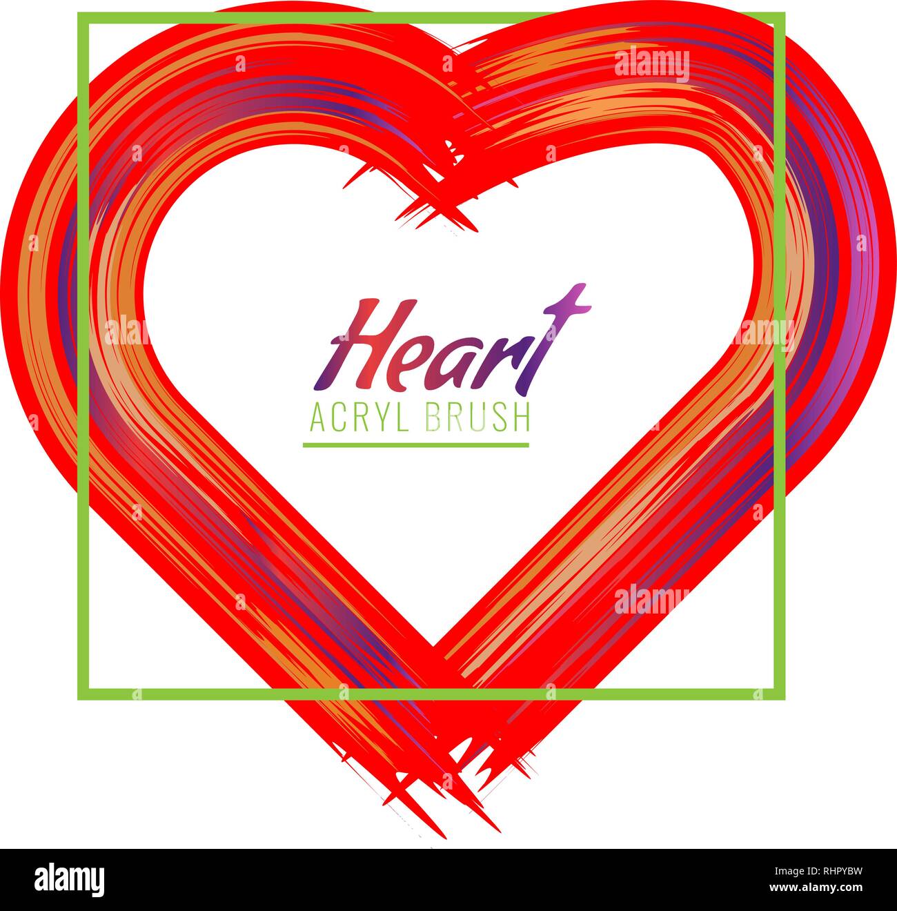 Hand-drawn painted heart or acrylic brush heart frame. Vector ...