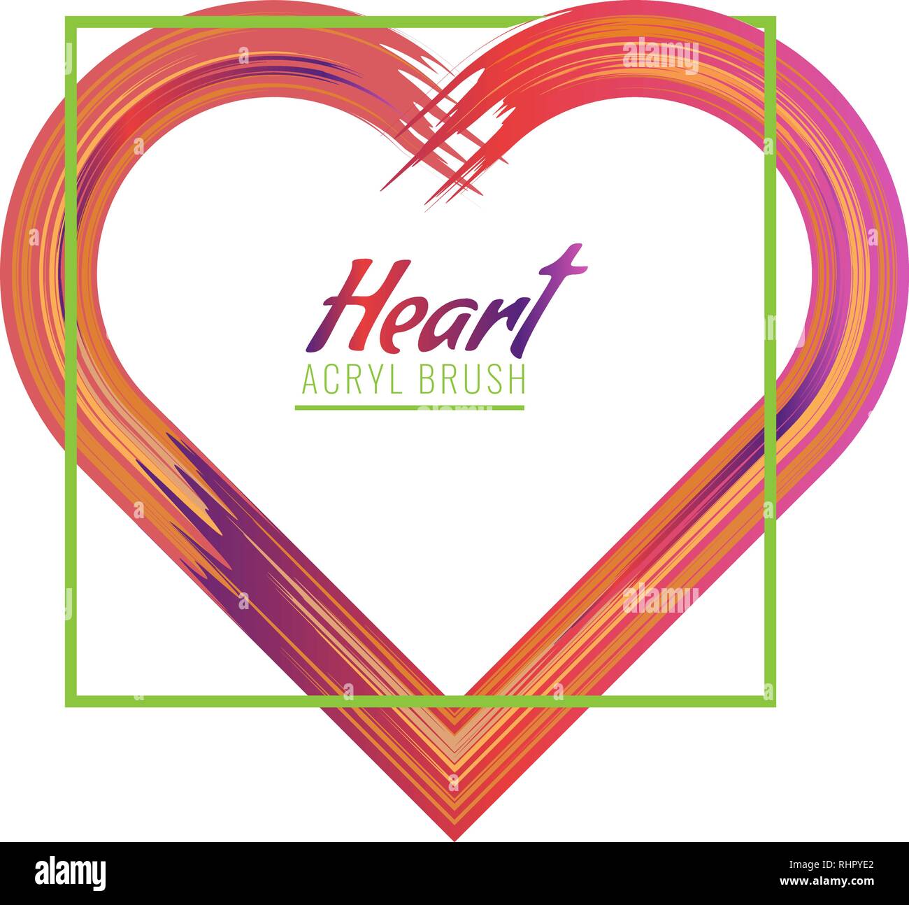 Hand-drawn painted heart or acrylic brush heart frame. Vector ...