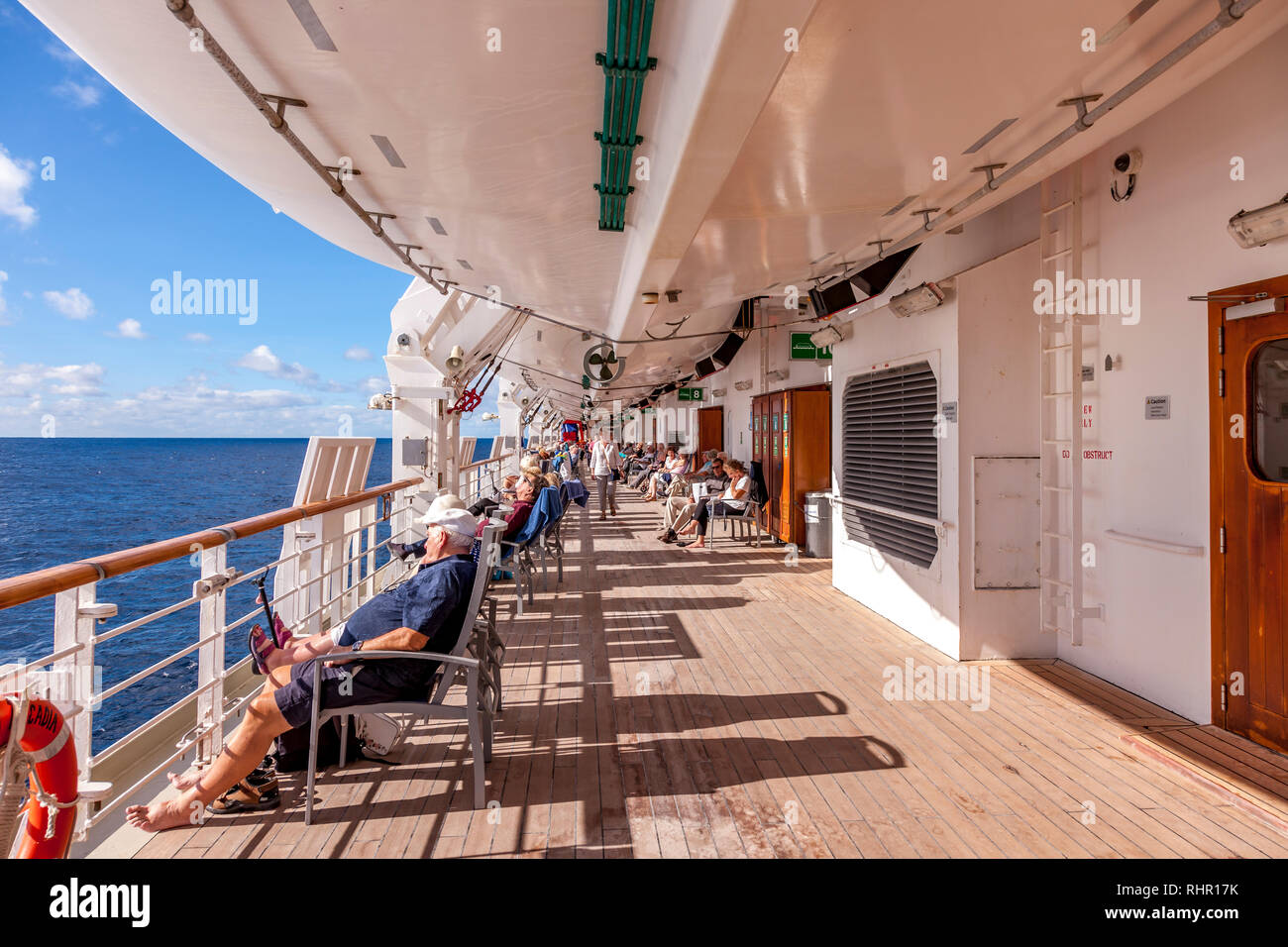 Sunny Promenade deck on P&O Arcadia on its Christmas and New Year ...