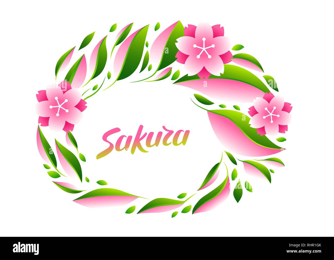 Decorative frame cherry blossom Cut Out Stock Images & Pictures - Alamy
