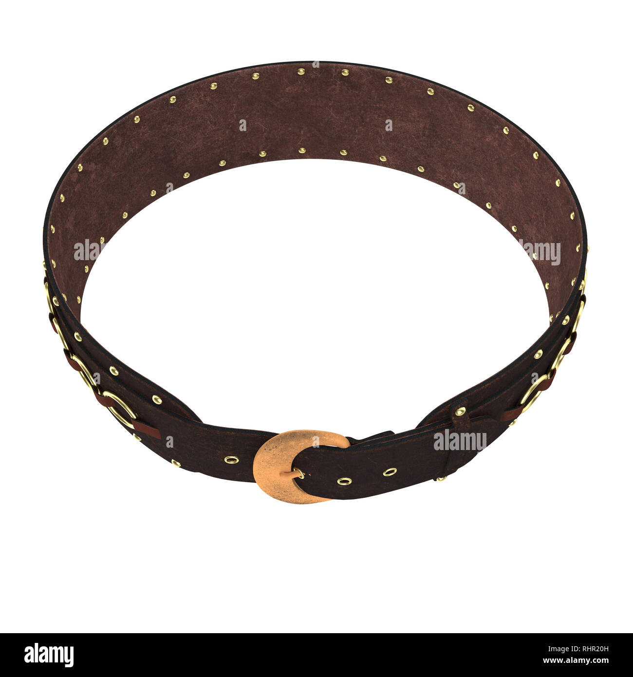 medieval leather belt on isolated white background, 3d illustration ...