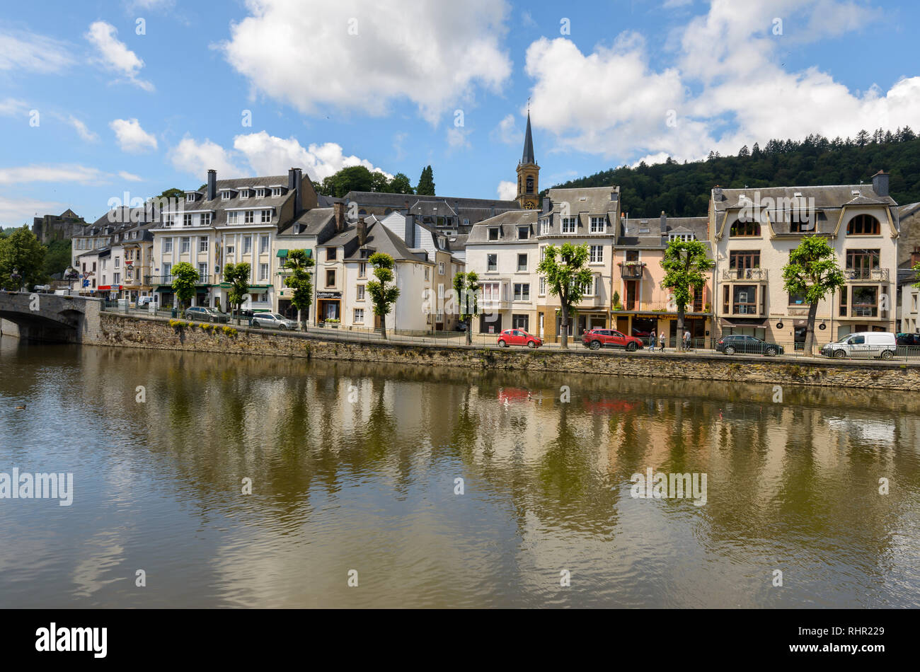 View of the beautiful medieval town of Bouillon on the river Semois in ...