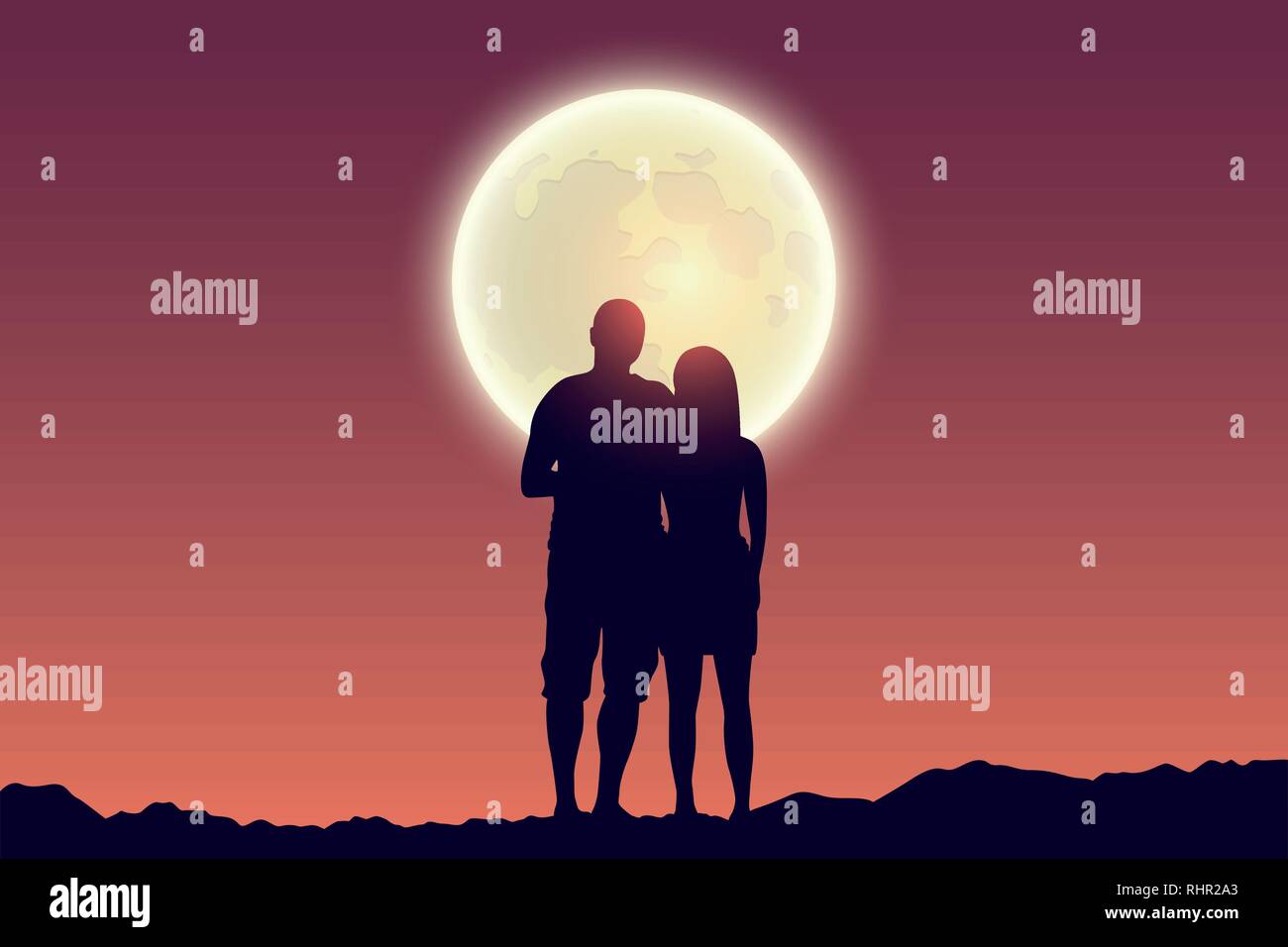 Silhouette couple moonlight hi-res stock photography and images - Alamy
