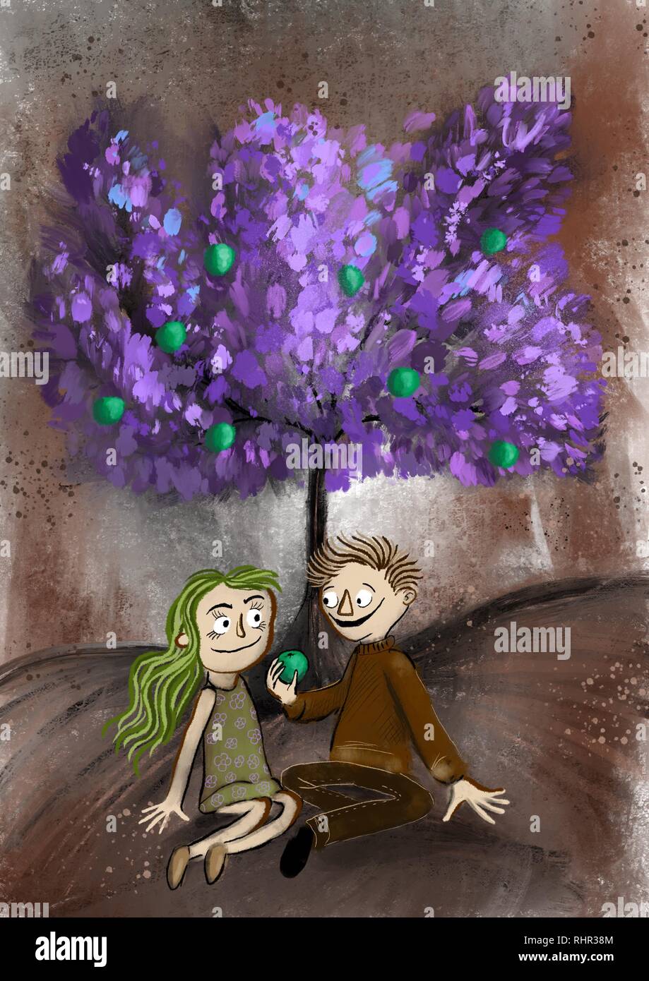A couple sitting under an apple tree illustration by Matt Corrigan ...