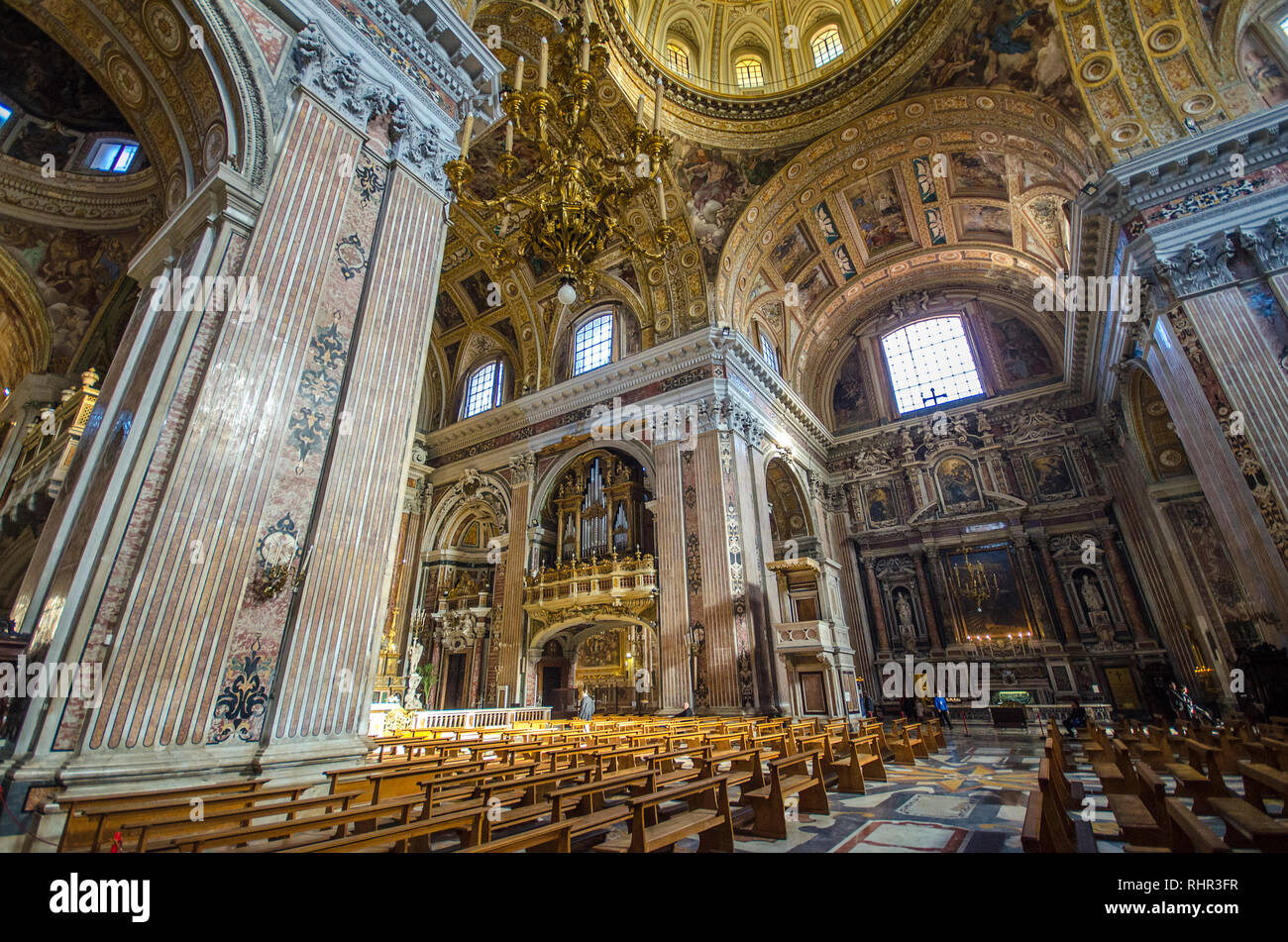 Naples, Italy - Inside Interior and details of the Barroco church of ...