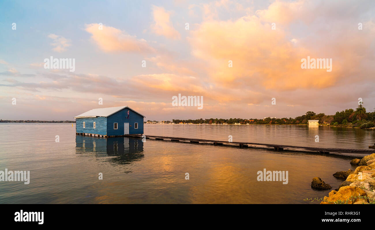 Crawley Edge Boatshed and the Swan River just after sunrise Stock Photo ...