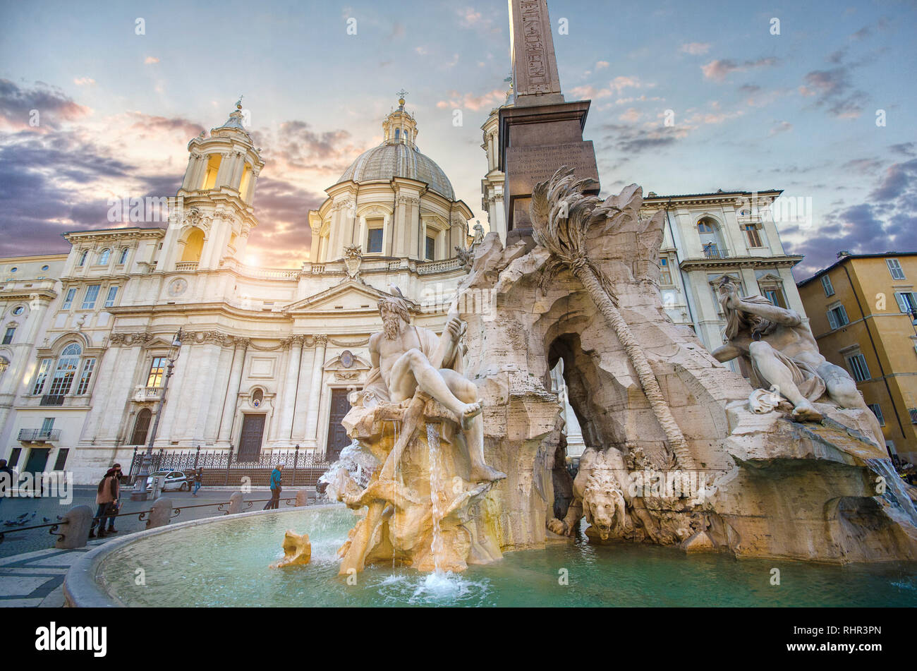 Fontana del Nettuno (Fountain of Neptune) and Fountain of the Four ...