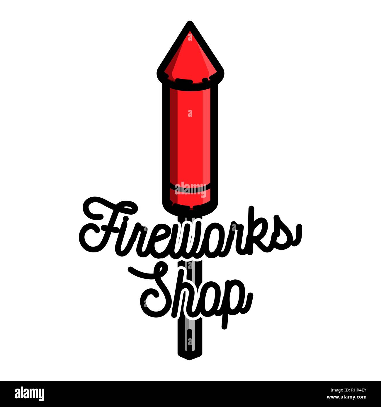 Color vintage fireworks shop emblem, label, badge and design elements ...
