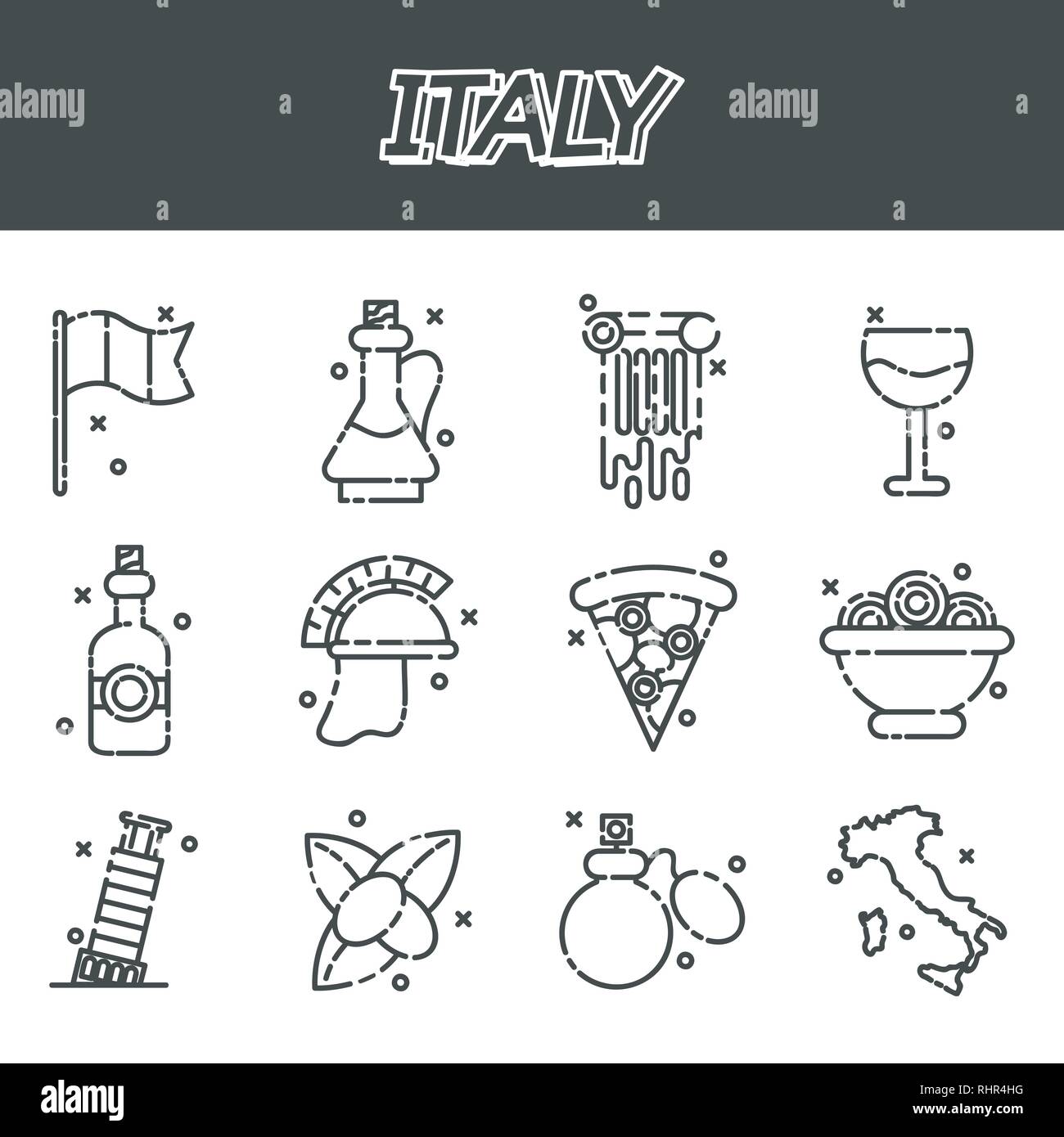Italy icons set. Welcome to Italy symbols set Stock Vector Image & Art ...
