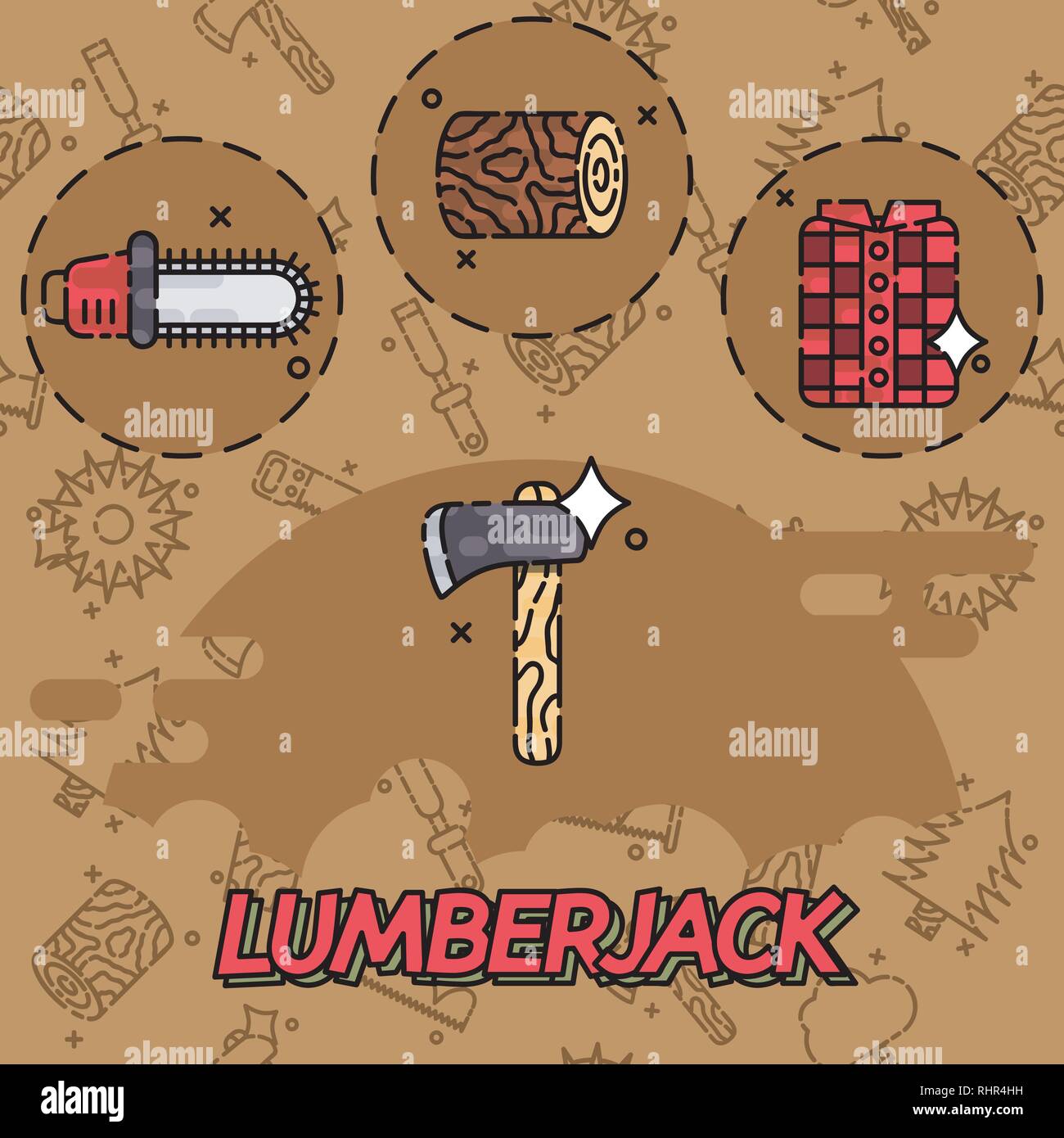 lumberjack flat concept icons. Vector illustration, EPS 10 Stock Vector ...