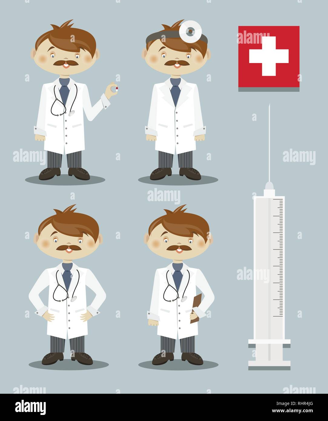 Set of doctor character at hospital. Health care. Hospital icon Stock ...