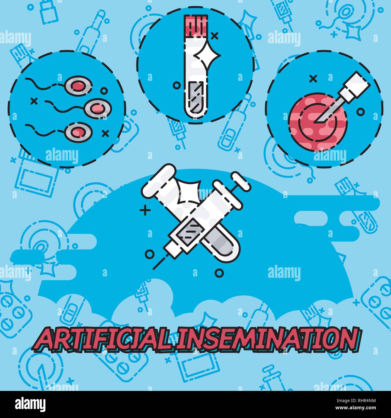 Artificial insemination concept icons set with pregnancy symbols flat isolated vector ...