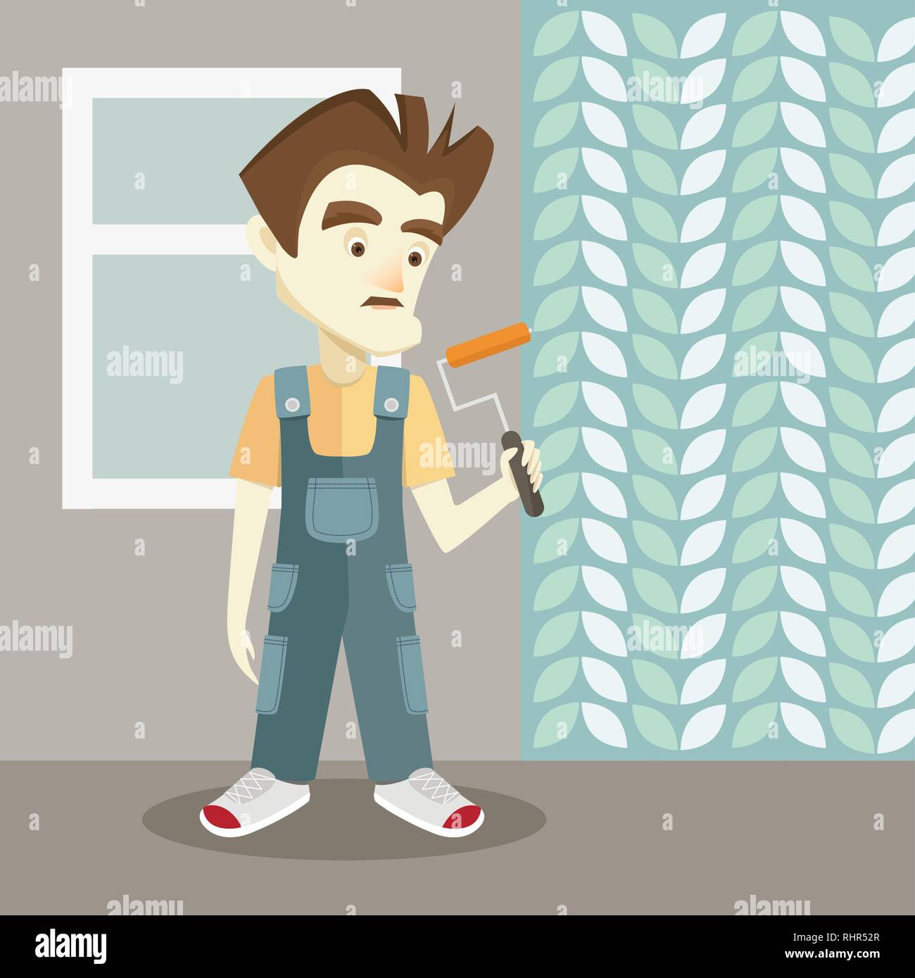 Builder on a light background. Cartoon style. Vector illustration Stock ...