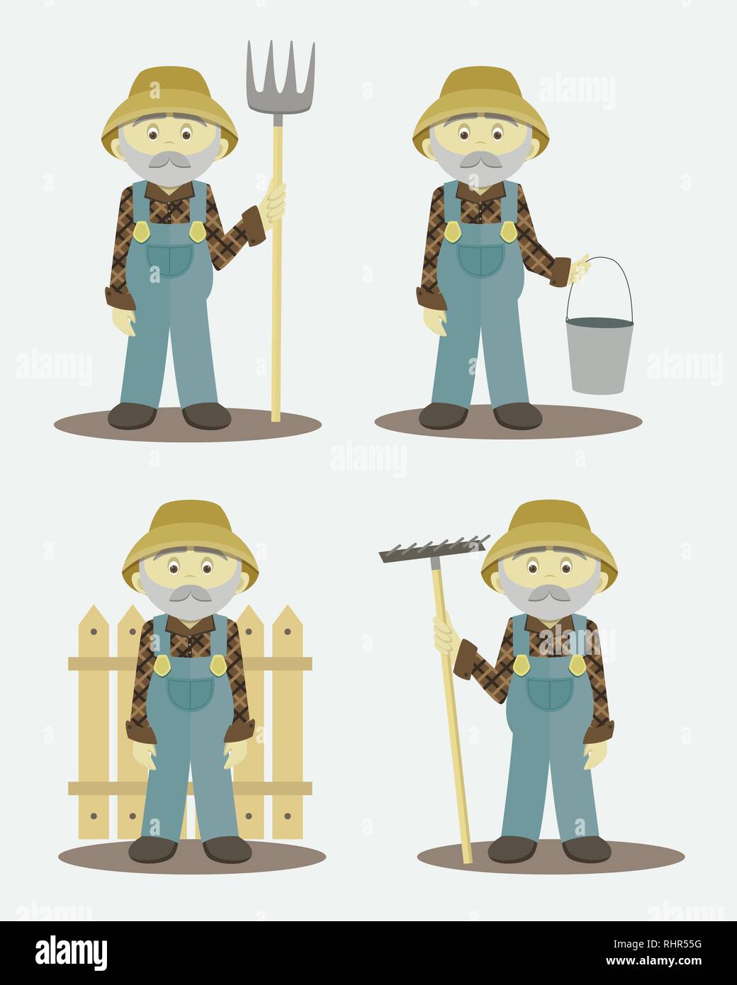 Farmer set. Village or countryside human. Vector illustration, EPS 10 ...