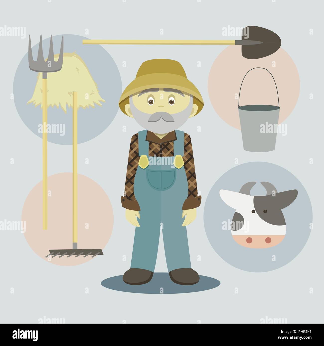 Farmer on a light background. Village or countryside human. Vector ...
