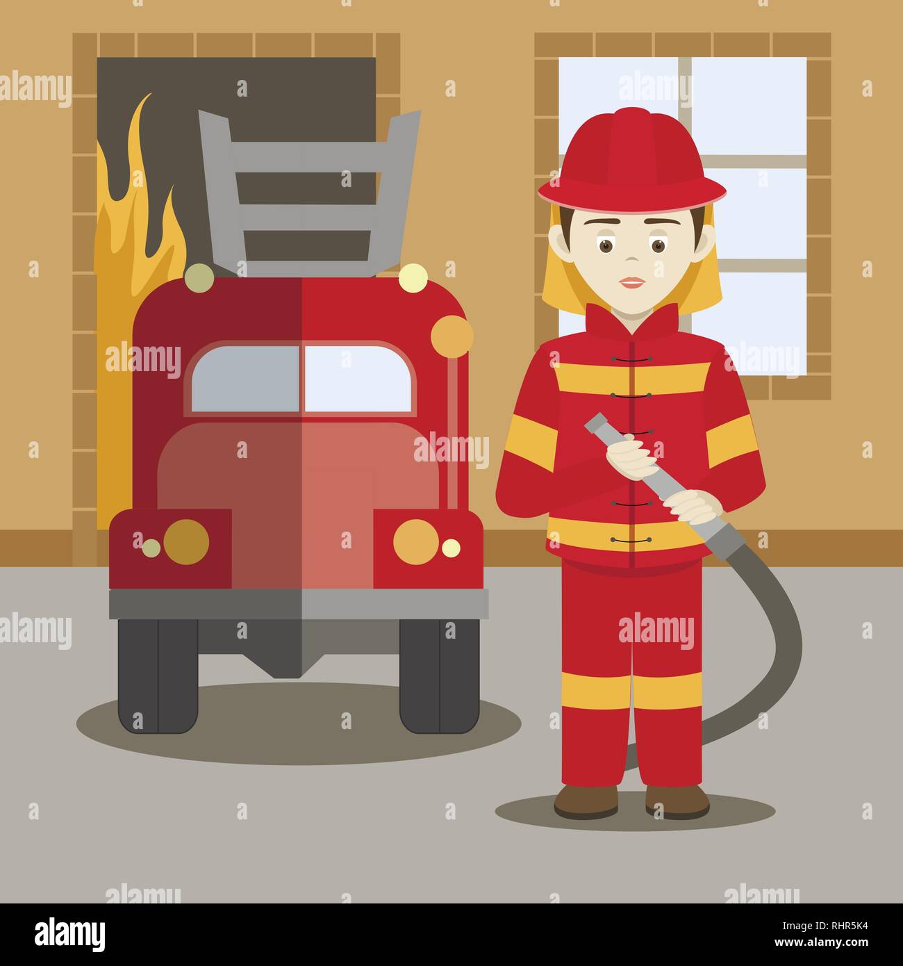 Firefighter Hose Spraying