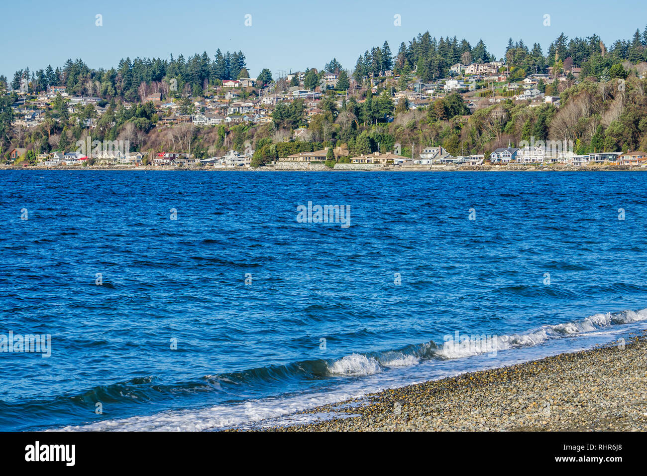 Waterfront homes in the Shorewood area of Burien, Washington Stock ...