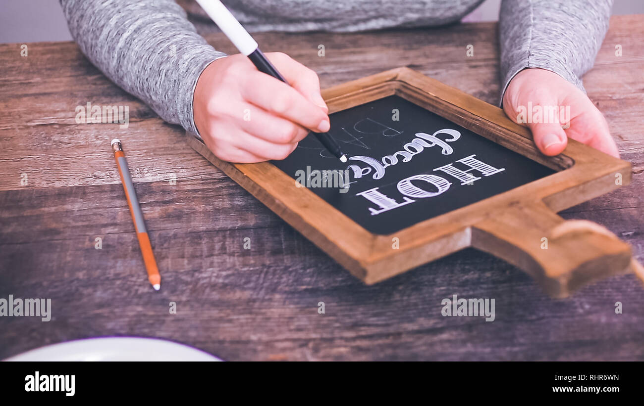 Step by step. Writing chalk board sign-Hot Chocolate Bar- for hot ...