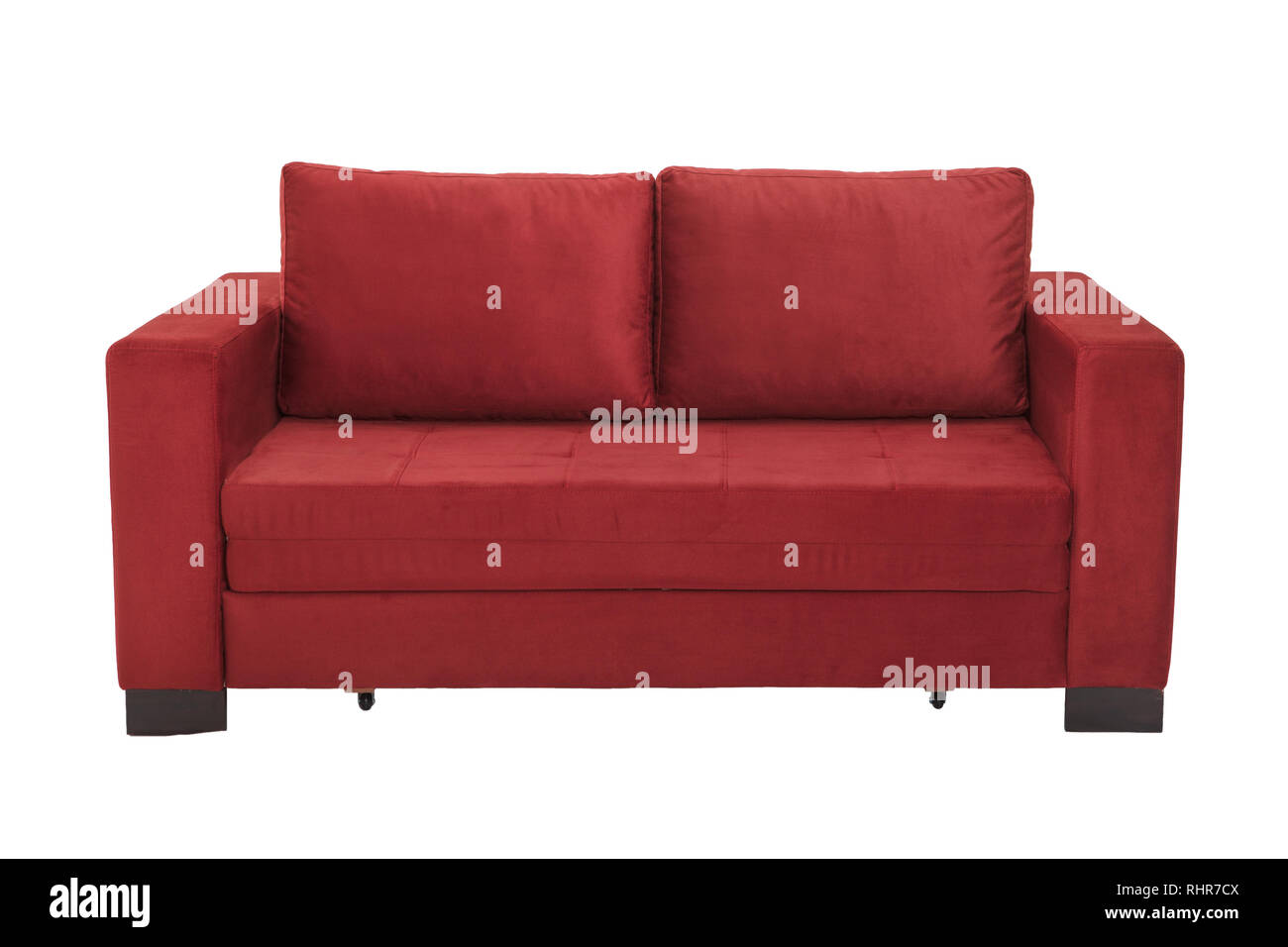 modern red suede couch sofa isolated on white background Stock Photo ...