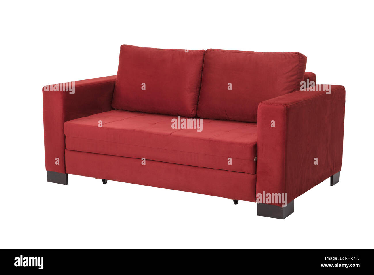modern red suede couch sofa isolated on white background Stock Photo ...