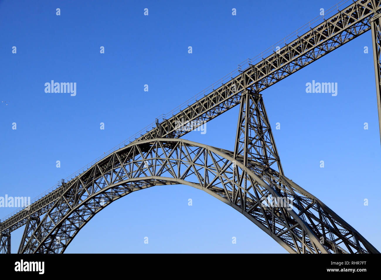 The well-preserved and beautiful bridge D. Maria in Porto was designed ...