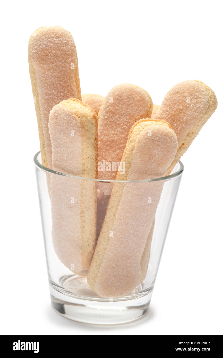Traditional Italian Savoiardi ladyfingers Biscuits on White Background ...
