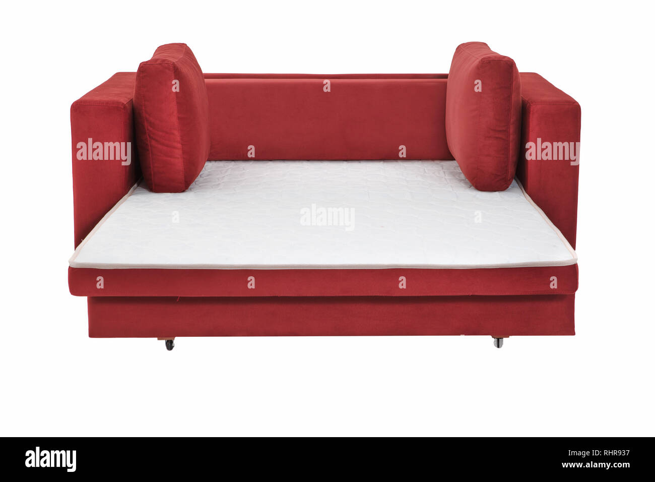 modern red suede couch sofa isolated on white background Stock Photo ...