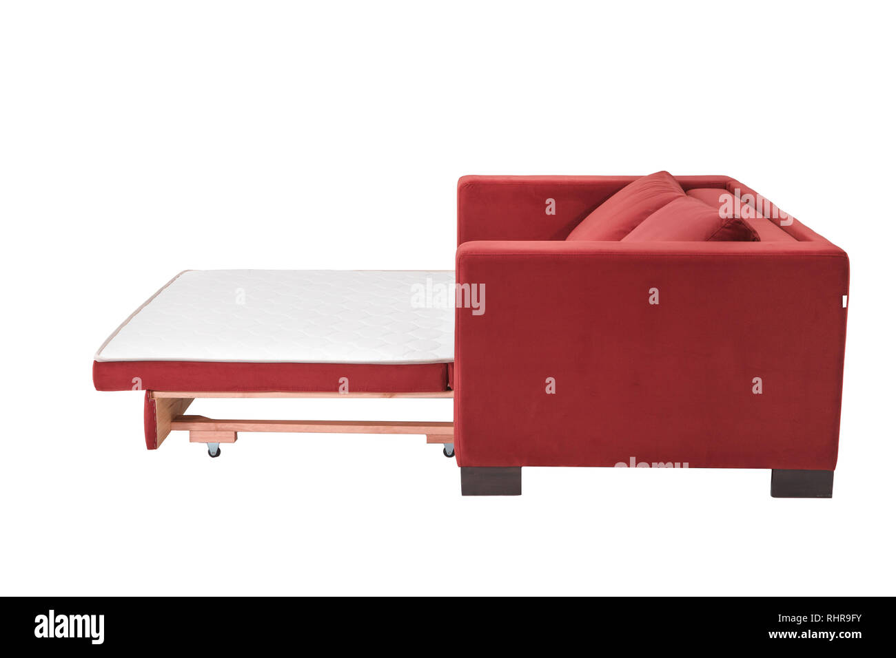 modern red suede couch sofa isolated on white background Stock Photo ...