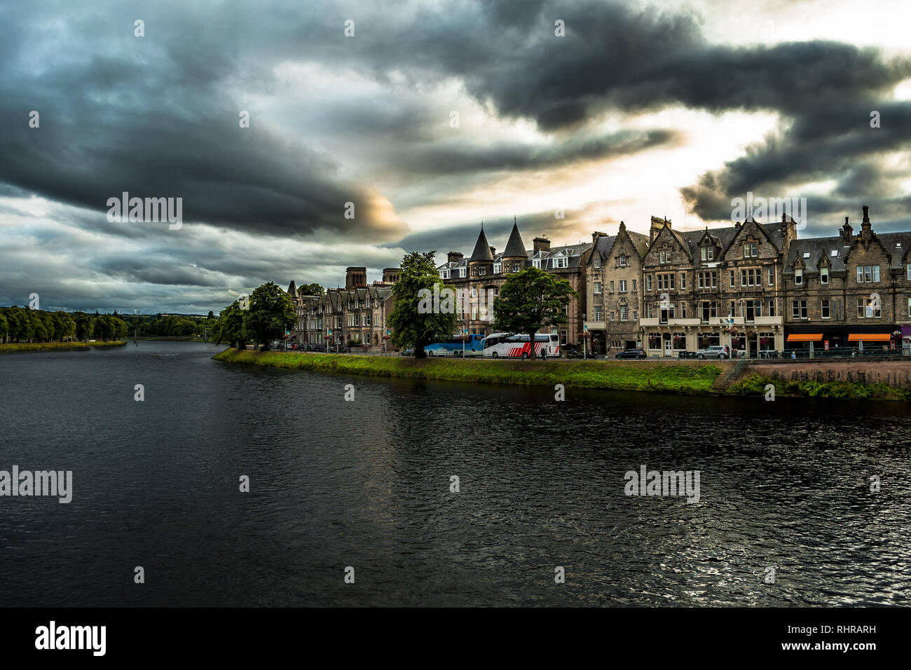 Old Houses In A Street Of The City Inverness At The River Ness In ...