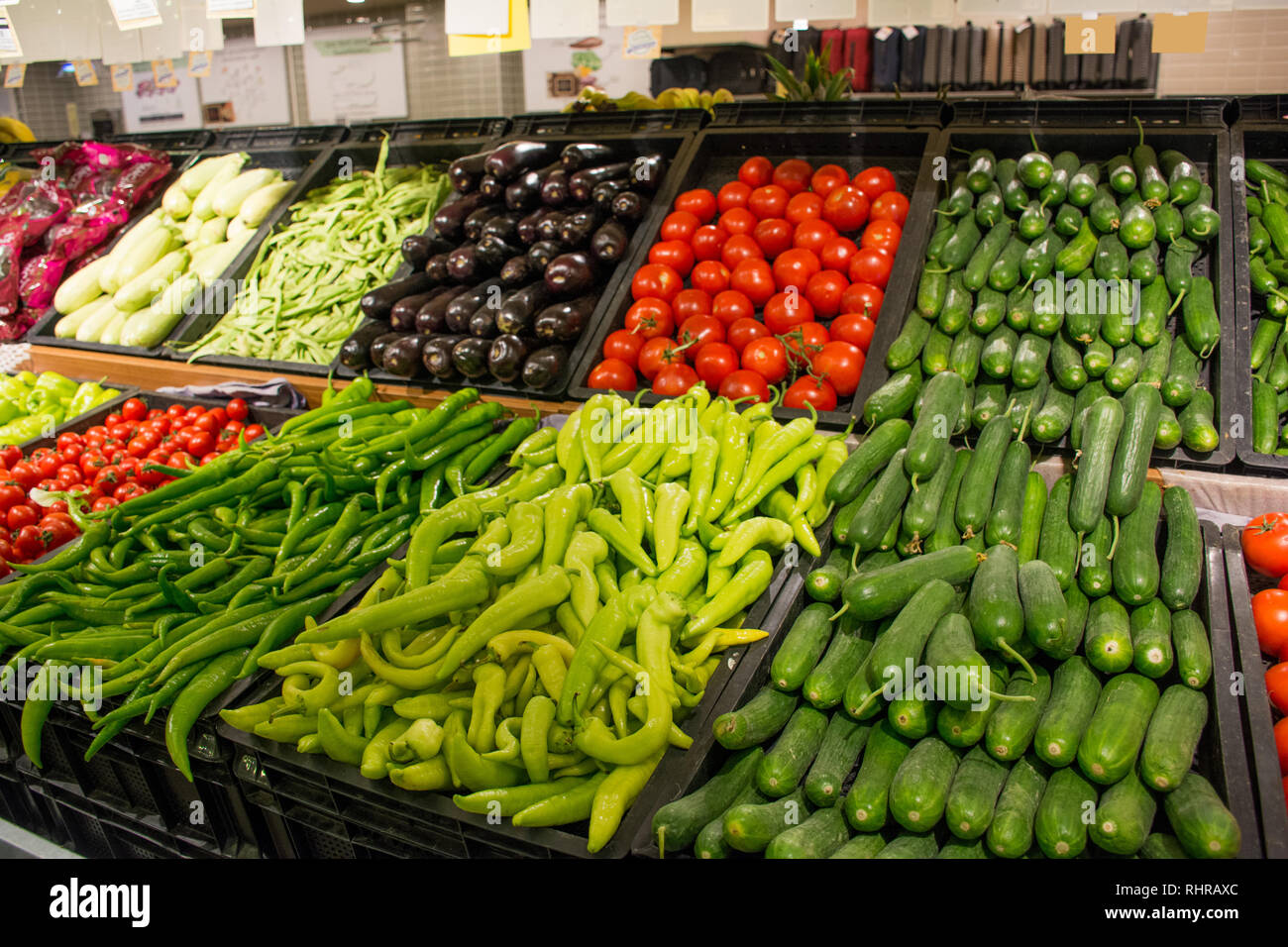 Different Fresh Vegetables in Buckets Stock Photo - Alamy