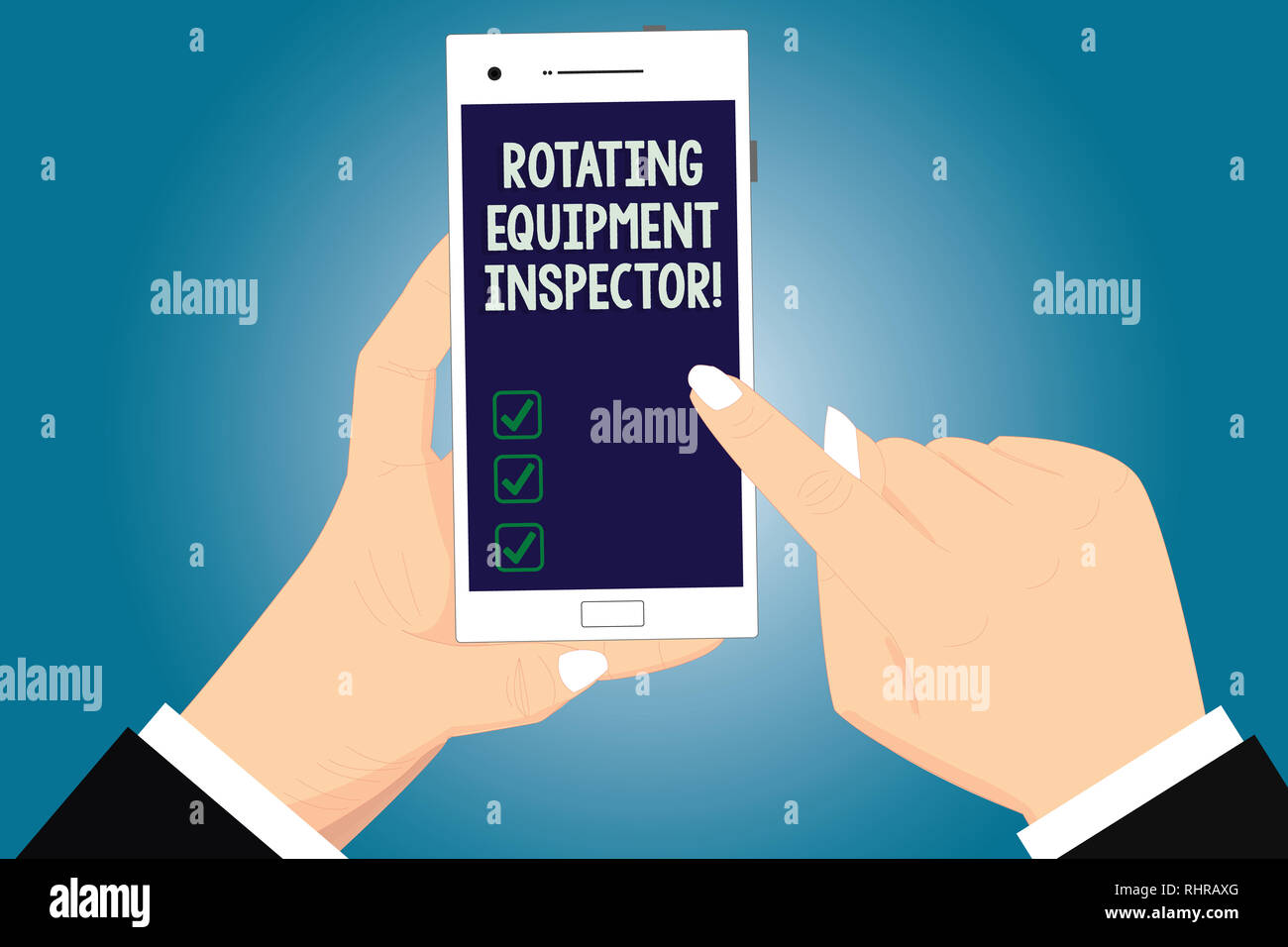 Text sign showing Rotating Equipment Inspector. Conceptual photo check ...