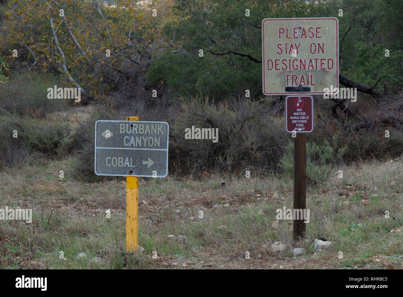 Please stay on designated trail sign in Claremont Hills Wilderness Park ...
