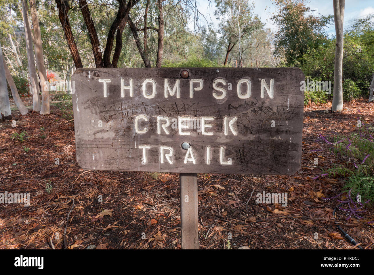 Thompson Creek Trail sign Stock Photo - Alamy