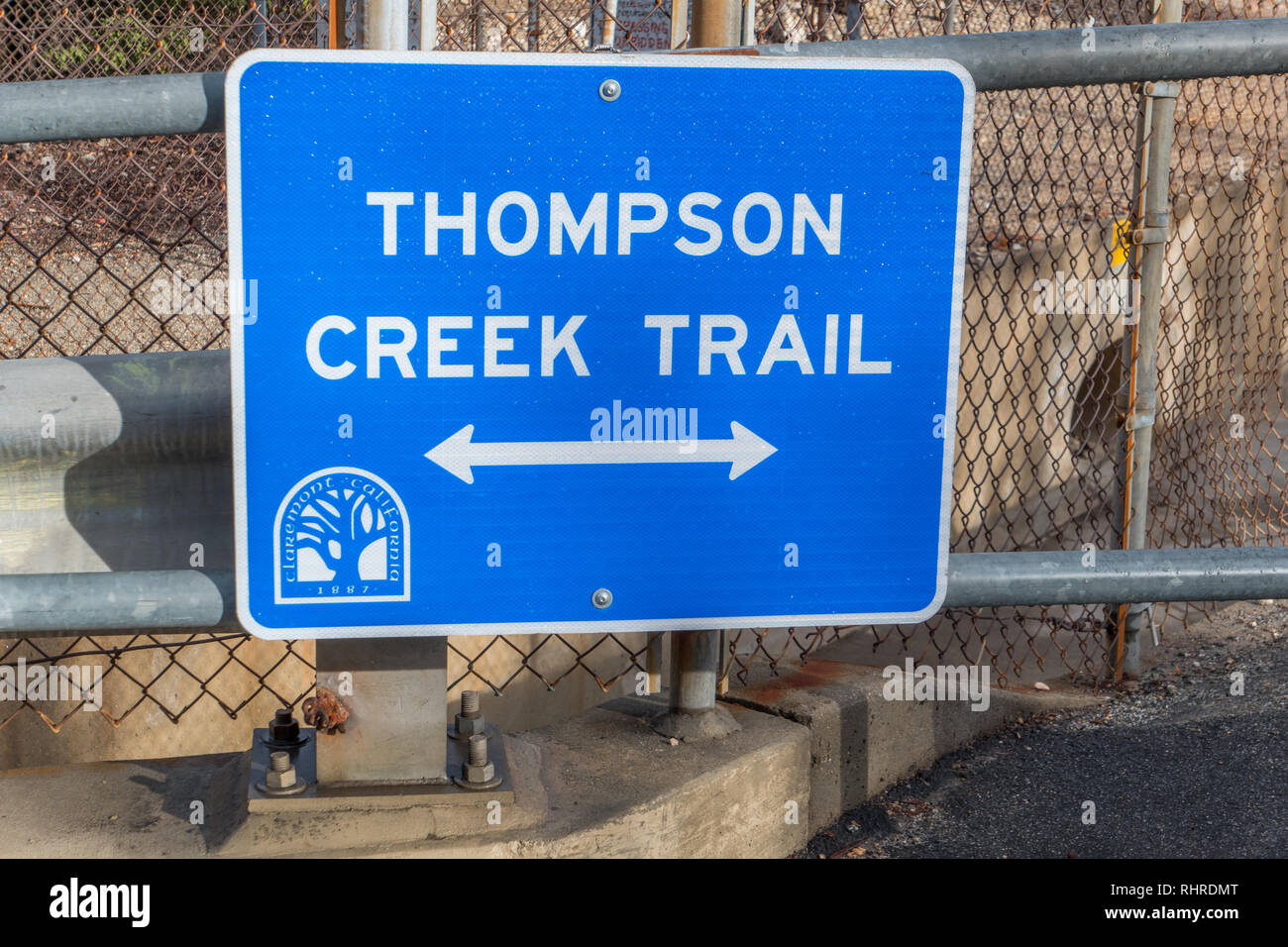 Thompson Creek Trail sign Stock Photo - Alamy