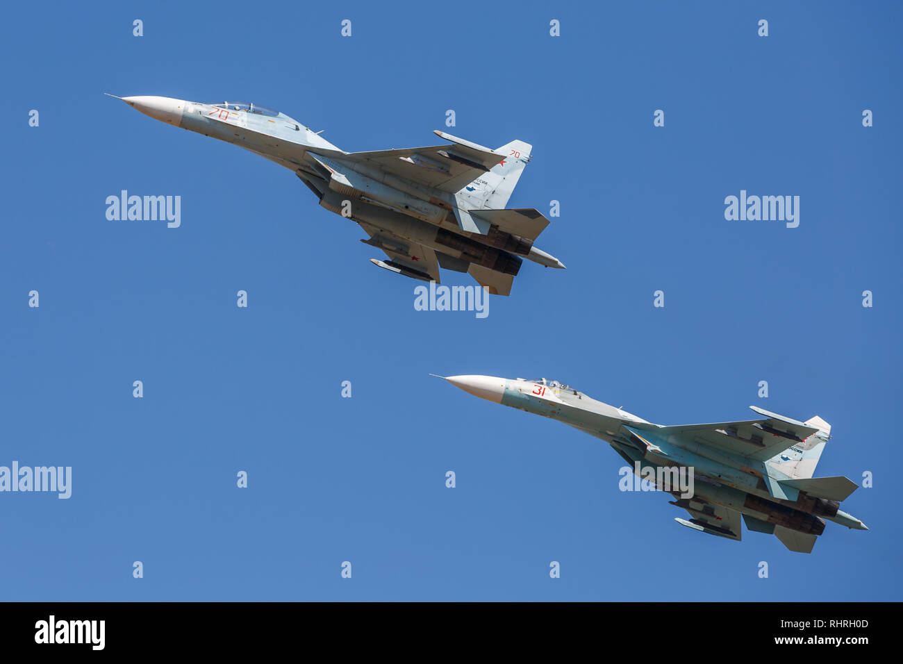 International military technical forum ARMY-2018. A pair of SU-30 ...