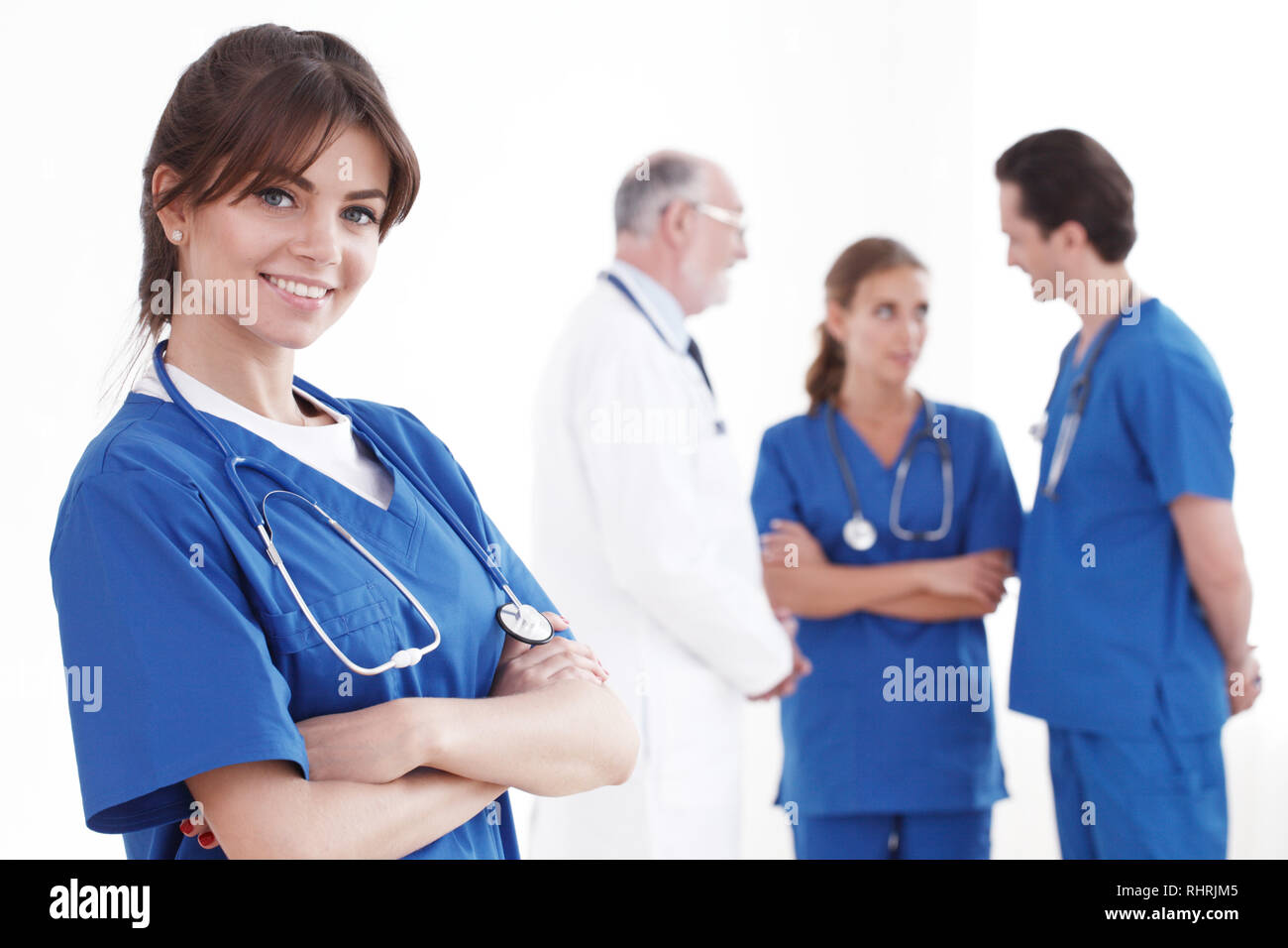 Team of professional doctors isolated on white background Stock Photo ...