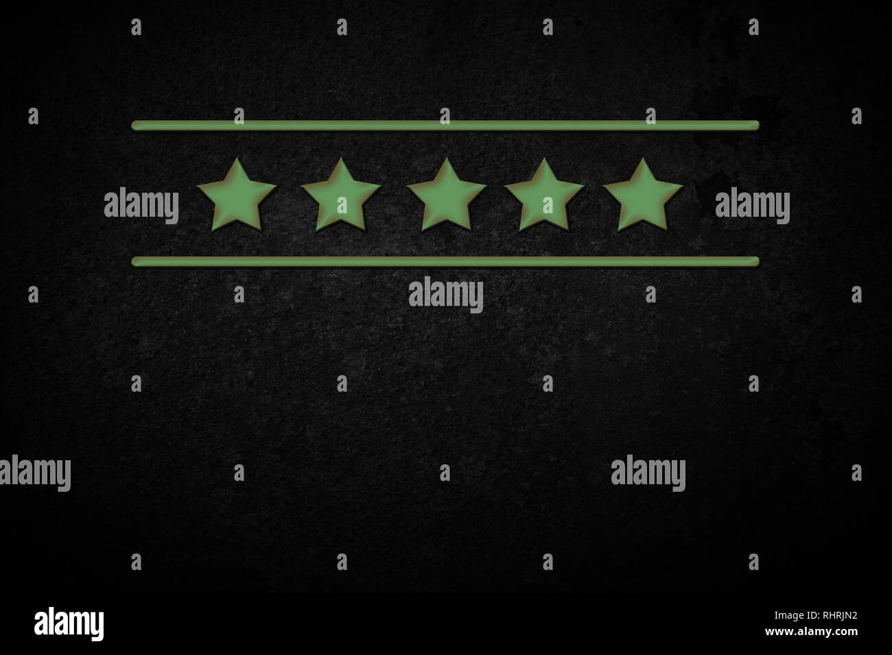 Five stars on dark background. Ranking concept with copy space Stock ...