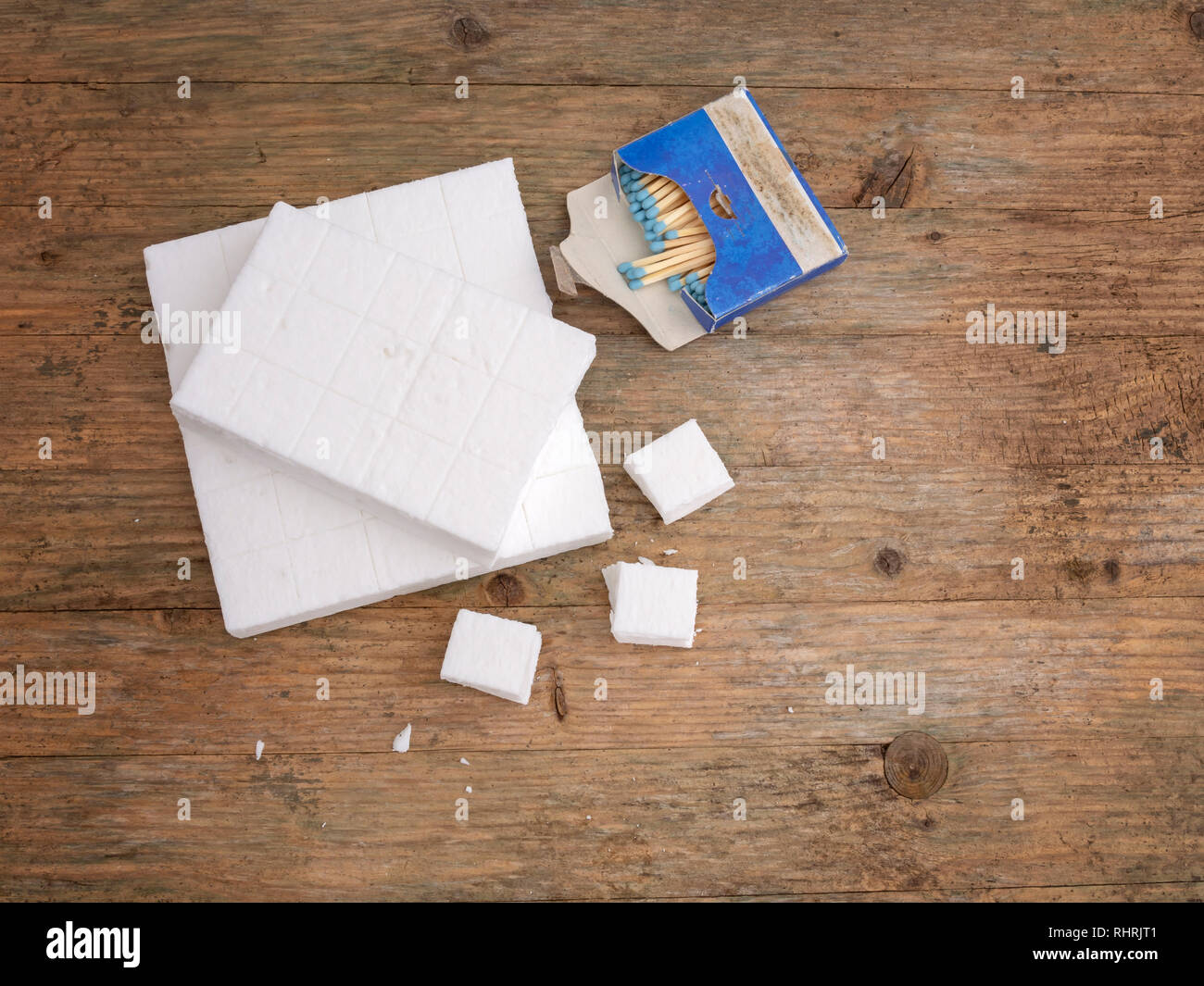 White firelighters for barbecue, open fire etc. Small, solid fuel ...