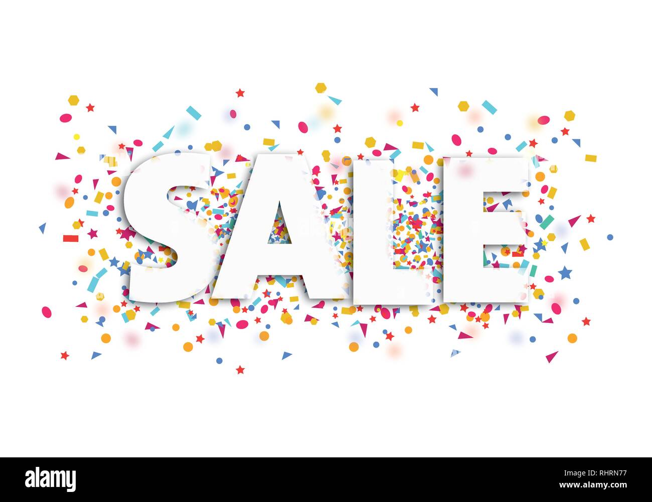 sale concept illustration - word sale and confetti Stock Photo - Alamy