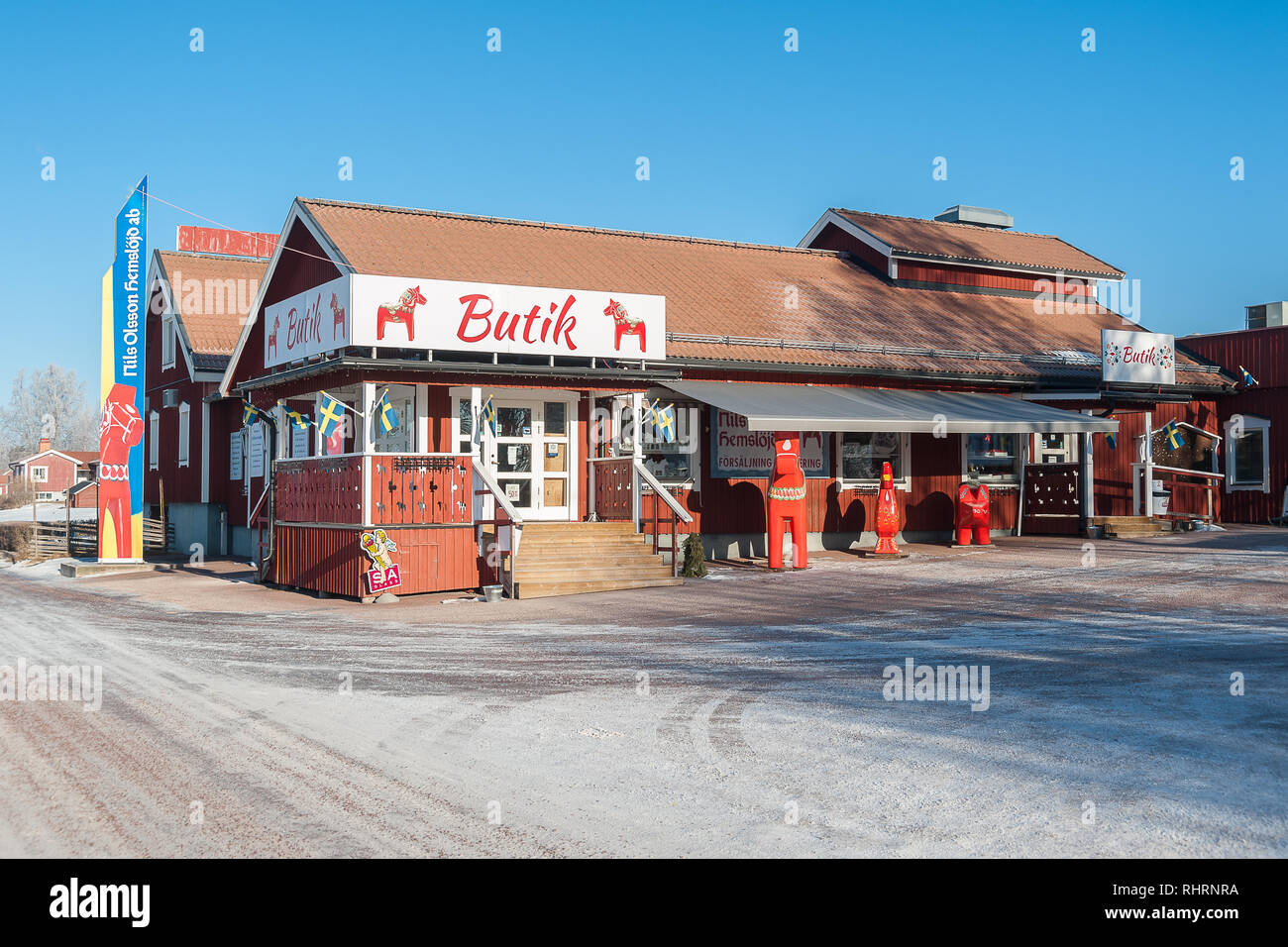 Mora, Sweden. 02/15/2017. The Dala Horse Factories of Nusnäs of carved ...