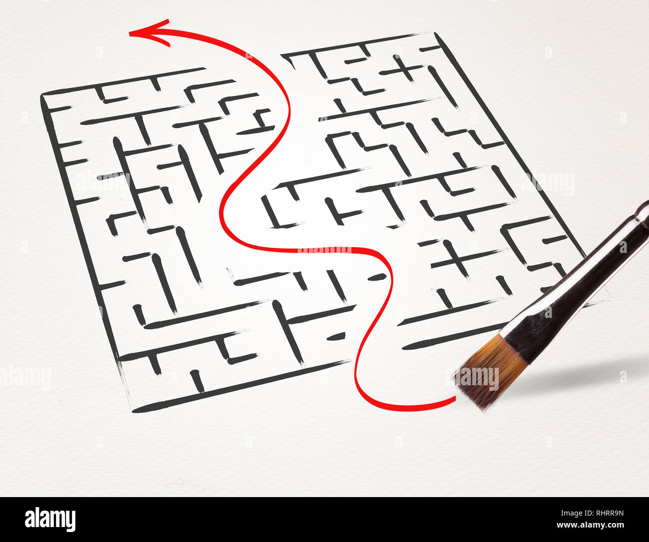 Stationery drawing the exit way out from a labirynt Stock Photo - Alamy